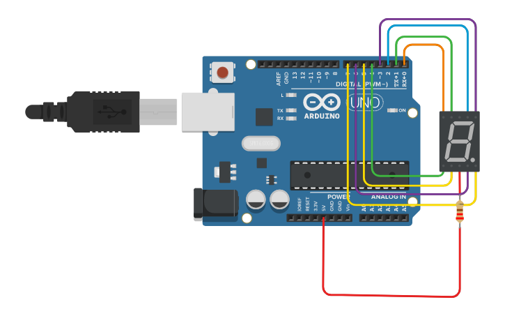 Circuit design Display de 7 segmentos - Tinkercad Circuit design Display de 7 segmentos - Tinkercad