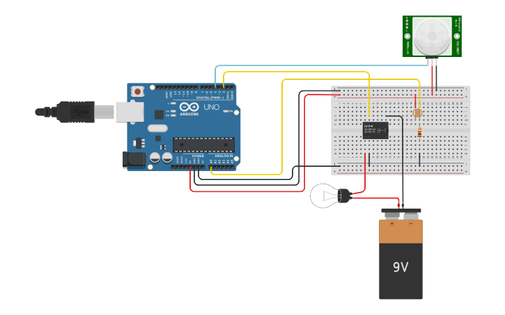 Circuit Design 2ªsessão Controlo De Luz Com Pir E Sensor Luz Tinkercad