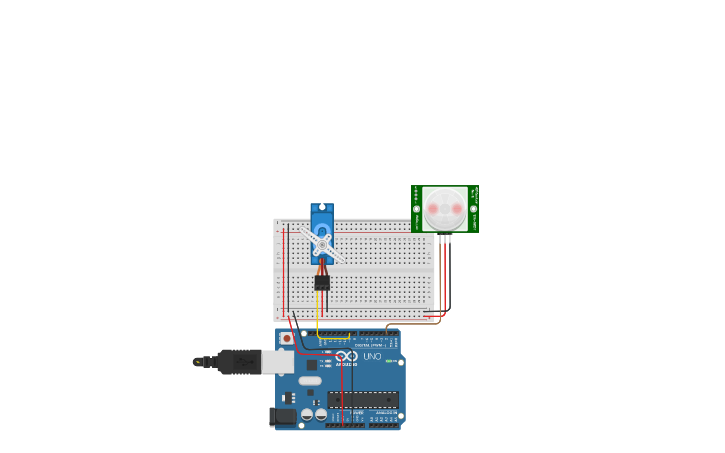 Circuit design PIR and SERVO MOTOR - Tinkercad