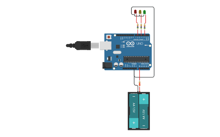Circuit design Tester baterías - Tinkercad