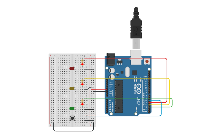 Circuit design Traffic Light - Tinkercad
