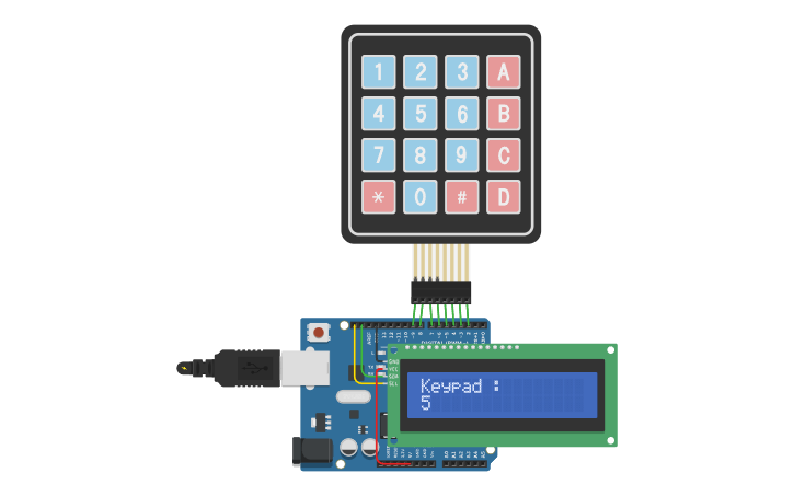 Circuit design Keypad-LED - Tinkercad