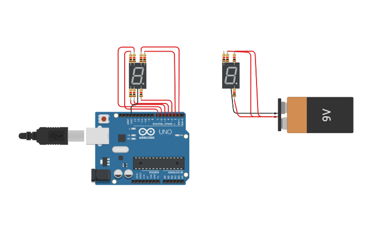 Circuit design contador del 1 al 9 | Tinkercad