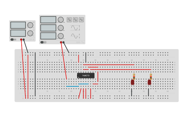 Circuit design 2 bit synchronous down counter - Tinkercad