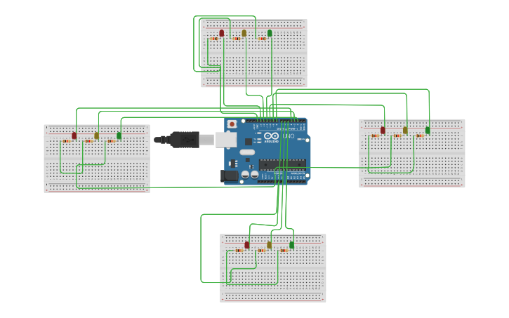 Circuit design Traffic light - Tinkercad