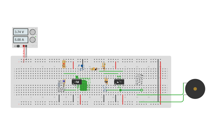 Circuit design Siren police with 2 555 timers | Tinkercad