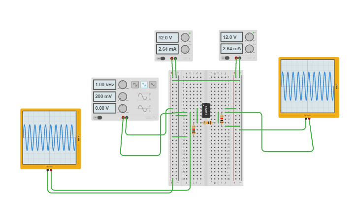 Circuit design non inverting - Tinkercad