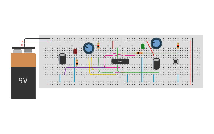 Circuit design Timer 556 - Tinkercad