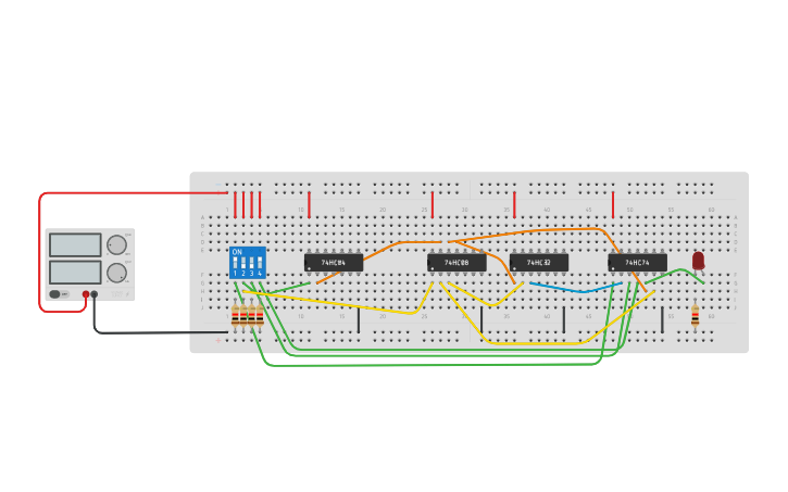 Circuit design EX2 D-FF 7474 - Tinkercad