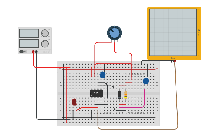 Circuit design Astable Multivibrator using 555 Timer | Tinkercad