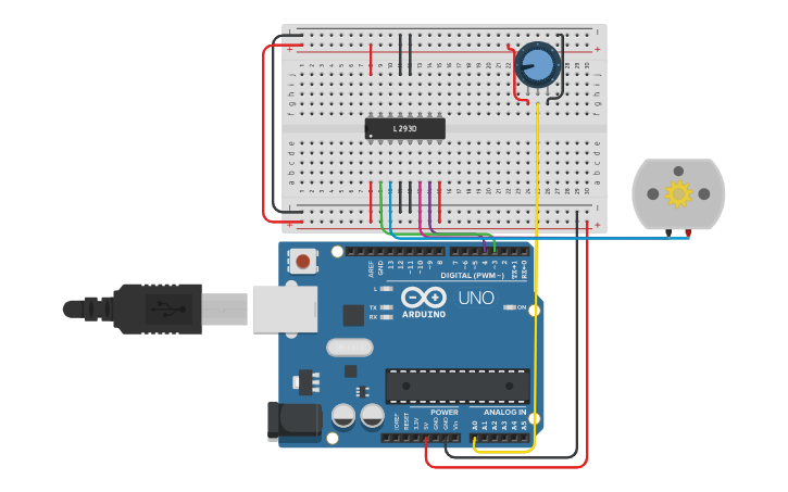 Circuit design Motor CC - Tinkercad