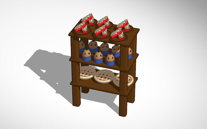 3d Design Shelf Of Pies Pastries And Muffins Tinkercad