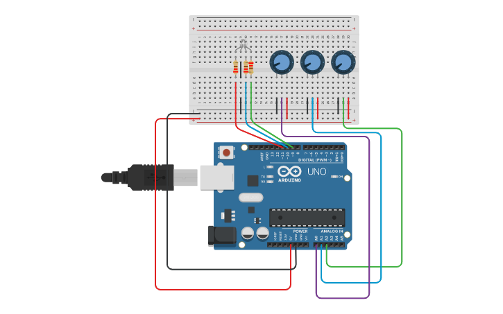 Circuit design Rgb com arduino - Tinkercad