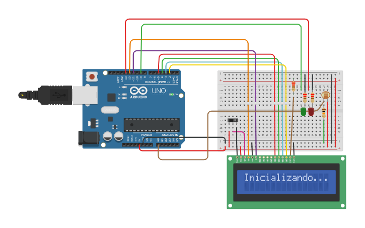 Circuit design SEMANA 6: Experimento Arduino LCD e Cristal Líquido - Tinkercad
