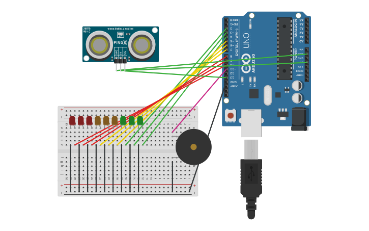 Circuit Design Parking Sensor Simulation Tinkercad