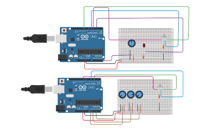Circuit design Actividad 7. Actividad Led RGB - Tinkercad