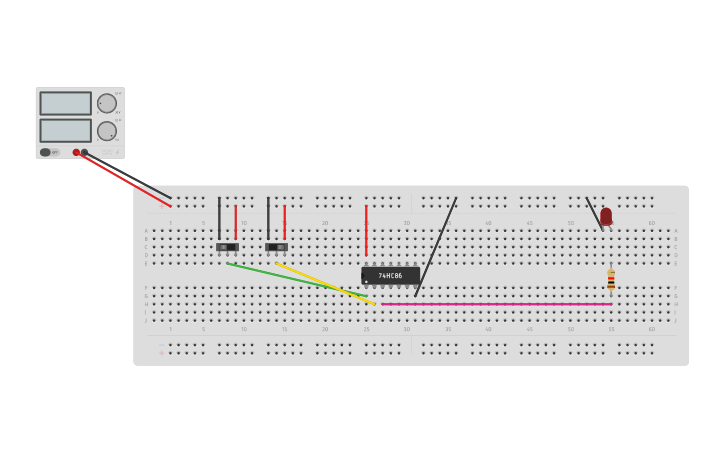 Circuit design 7486 - Quad XOR Gate (2-input) - Tinkercad