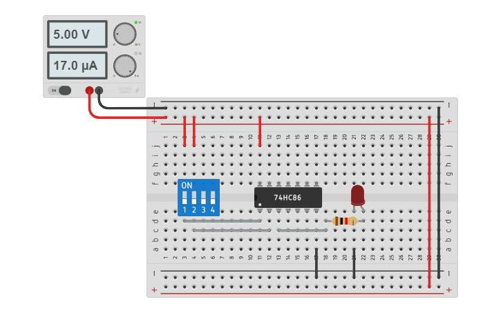 Circuit design Compuerta 7486 - Tinkercad