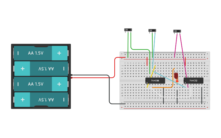 Circuit design porta and e or | Tinkercad