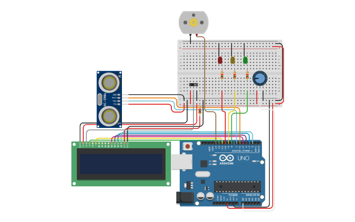 Circuit design WATER LEVEL MONITORING - Tinkercad