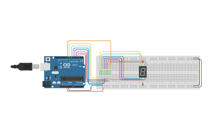 Circuit design 7 segment | Tinkercad