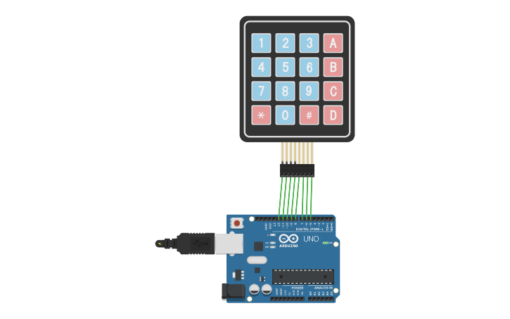 Circuit design Keypad 4x4 - Tinkercad