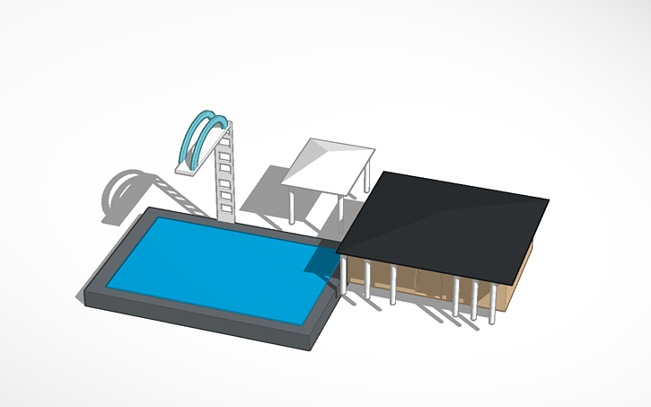 3D design house, patio, and swimming pool | Tinkercad