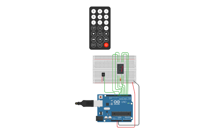 Circuit design Remote controlled display - Tinkercad