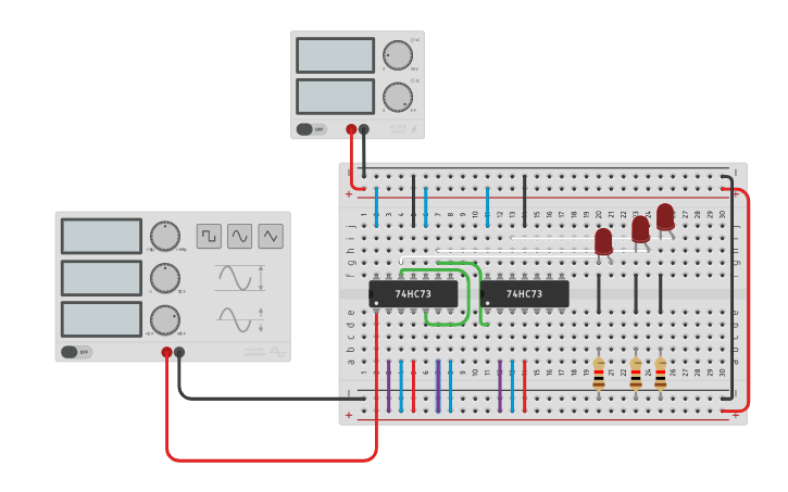 Circuit design mod 8 counter - Tinkercad