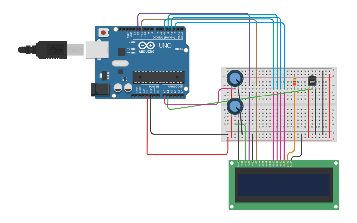 Circuit design PH&Temp - Tinkercad