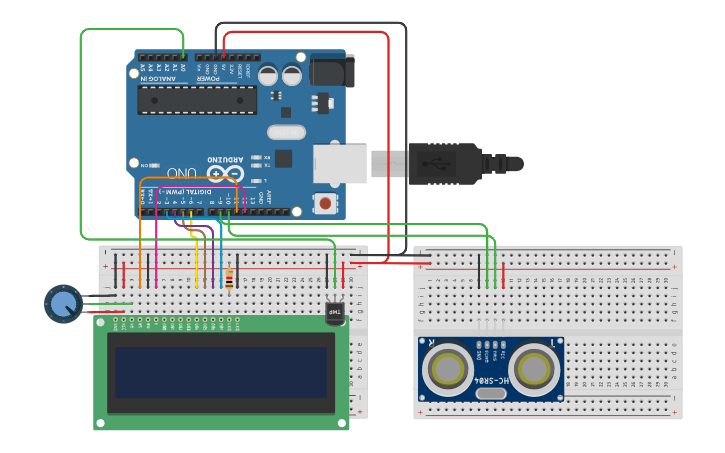 Circuit design 7-2 溫度感測器 - Tinkercad
