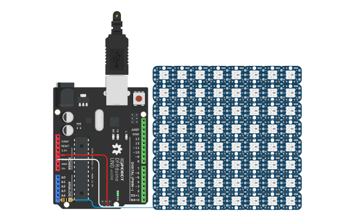 Circuit design NEOPIXEL MATRIX 8X8 | Tinkercad