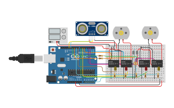Circuit design Practica Reles | Tinkercad