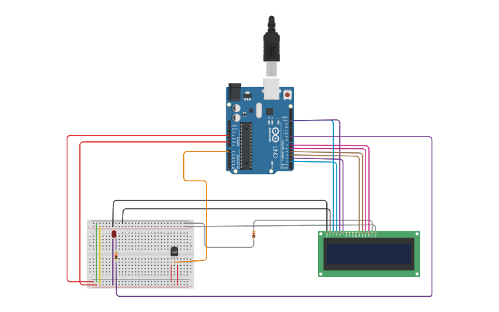 Circuit design SENSOR SUHU - Tinkercad
