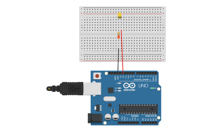 Circuit design LED piscando - Tinkercad