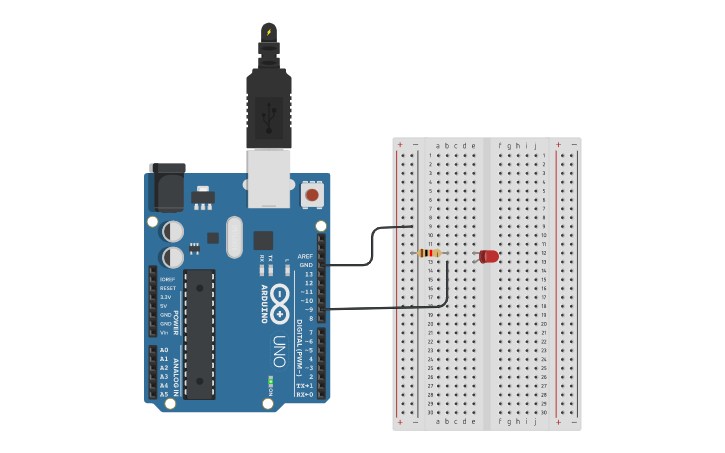 Circuit design Fade an LED - Tinkercad