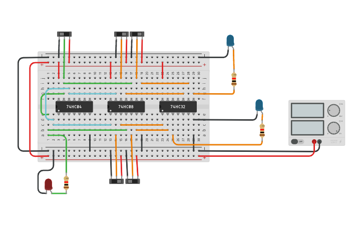 Circuit Design Adder Subtractor Tinkercad