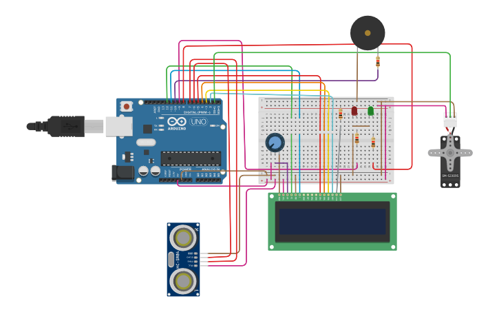Circuit design Automatic hand sanitizer machine - Tinkercad