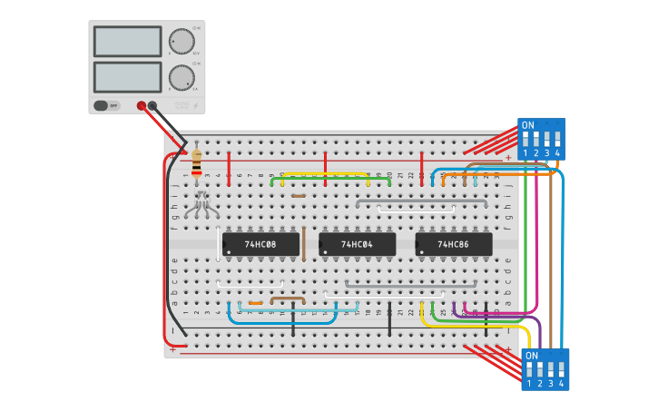 Circuit Design 4 Bit Comparator Tinkercad