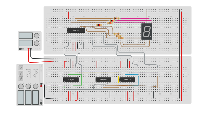 Circuit design 7 segment display - Tinkercad