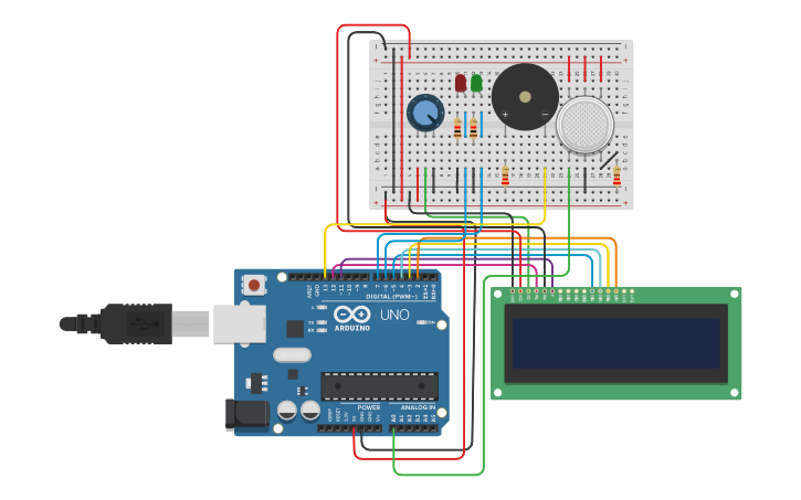 Circuit design Gas Sensor | Tinkercad