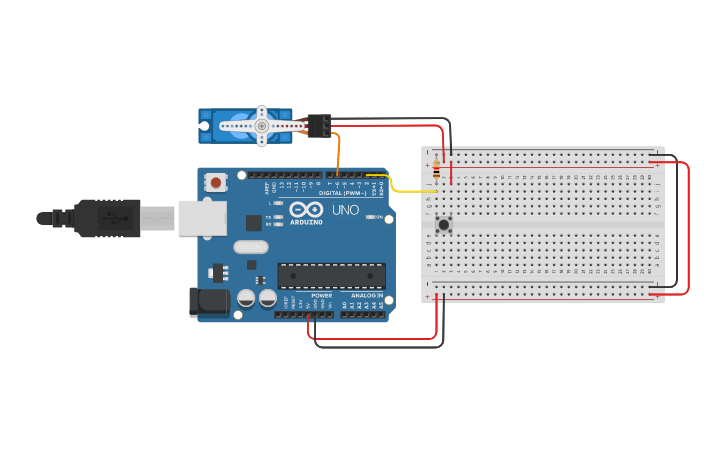 Circuit design sevomotor 45 grados | Tinkercad