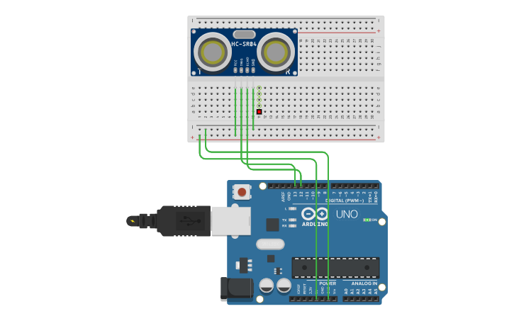 Circuit design 11d_Ping Ultrasonic Range Finder - Tinkercad