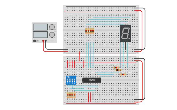 Circuit design 7seg - Tinkercad