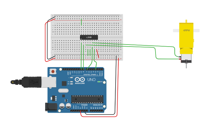 Circuit design DC Motor control | Tinkercad