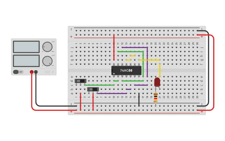 Circuit design NOR Gate using NAND | Tinkercad