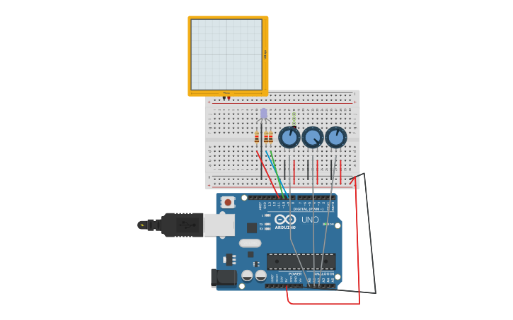 Circuit design Copy of Copy of PWM: 1 FADING LED RGB FUN!!! | Tinkercad