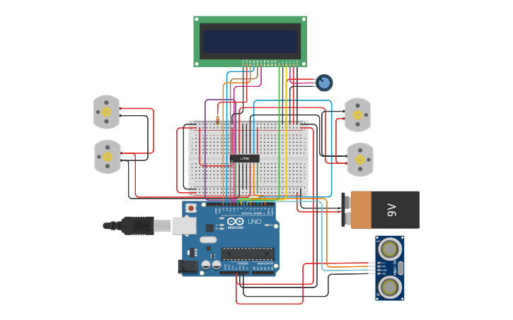 Circuit design DELIVERY ROBOT - Tinkercad
