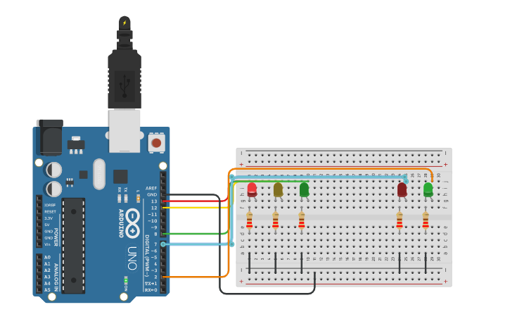 Circuit design Semaforo Peatonal | Tinkercad