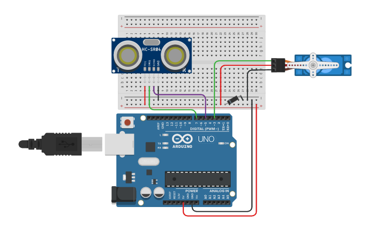 Circuit design Smart Window System - Tinkercad